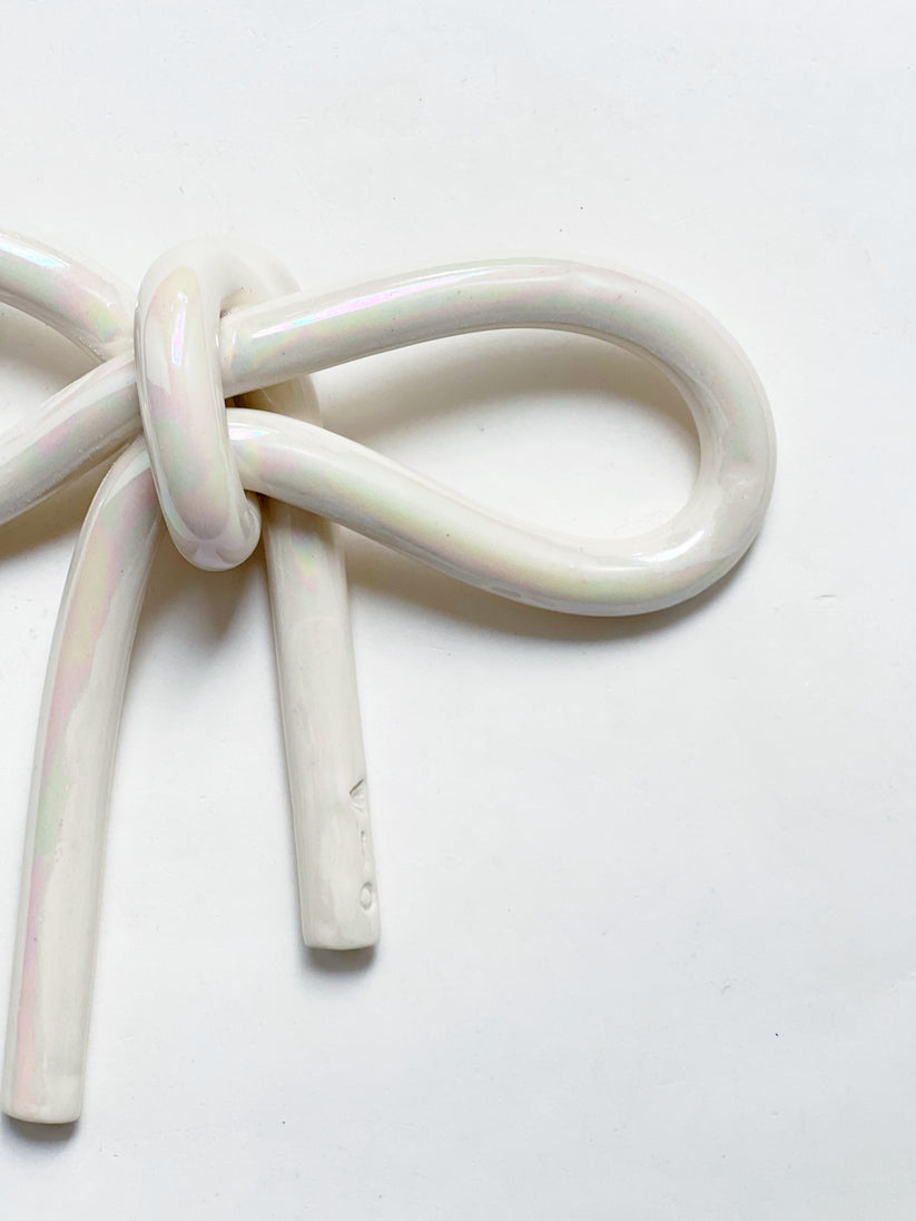 Clay Object 91 - Large Pearl Handmade ceramics Bow Wall Hanging – O-M ...