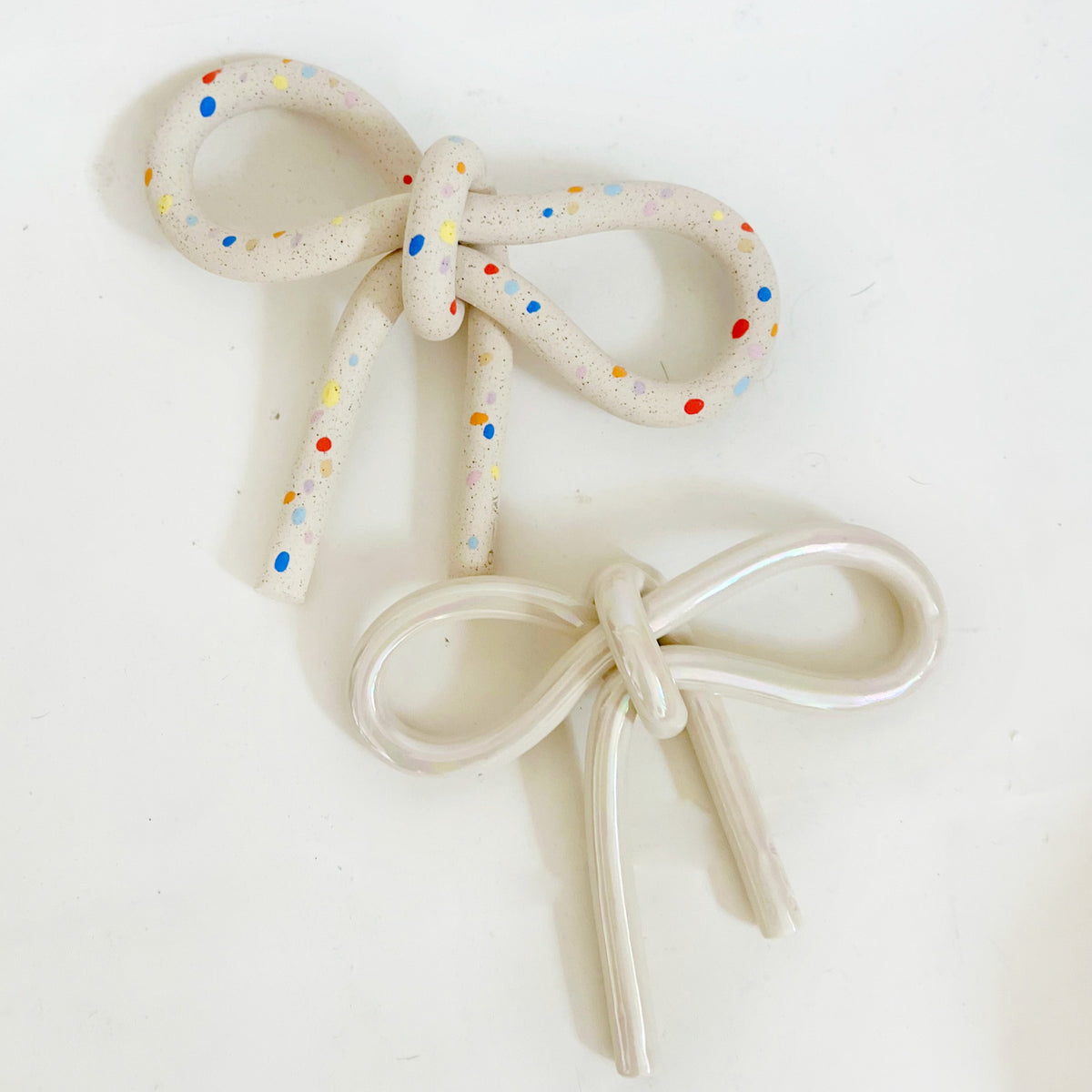 Clay Object 91 - Large Pearl Handmade ceramics Bow Wall Hanging – O-M ...