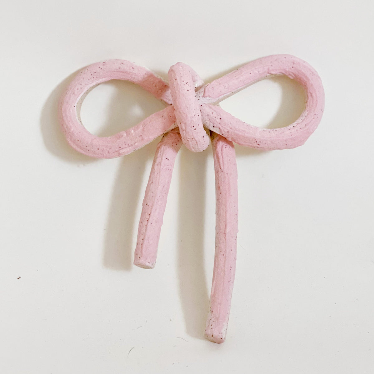 Clay Object 92 - Large Pink Bow Hand built and Hand-painted Ceramics W ...