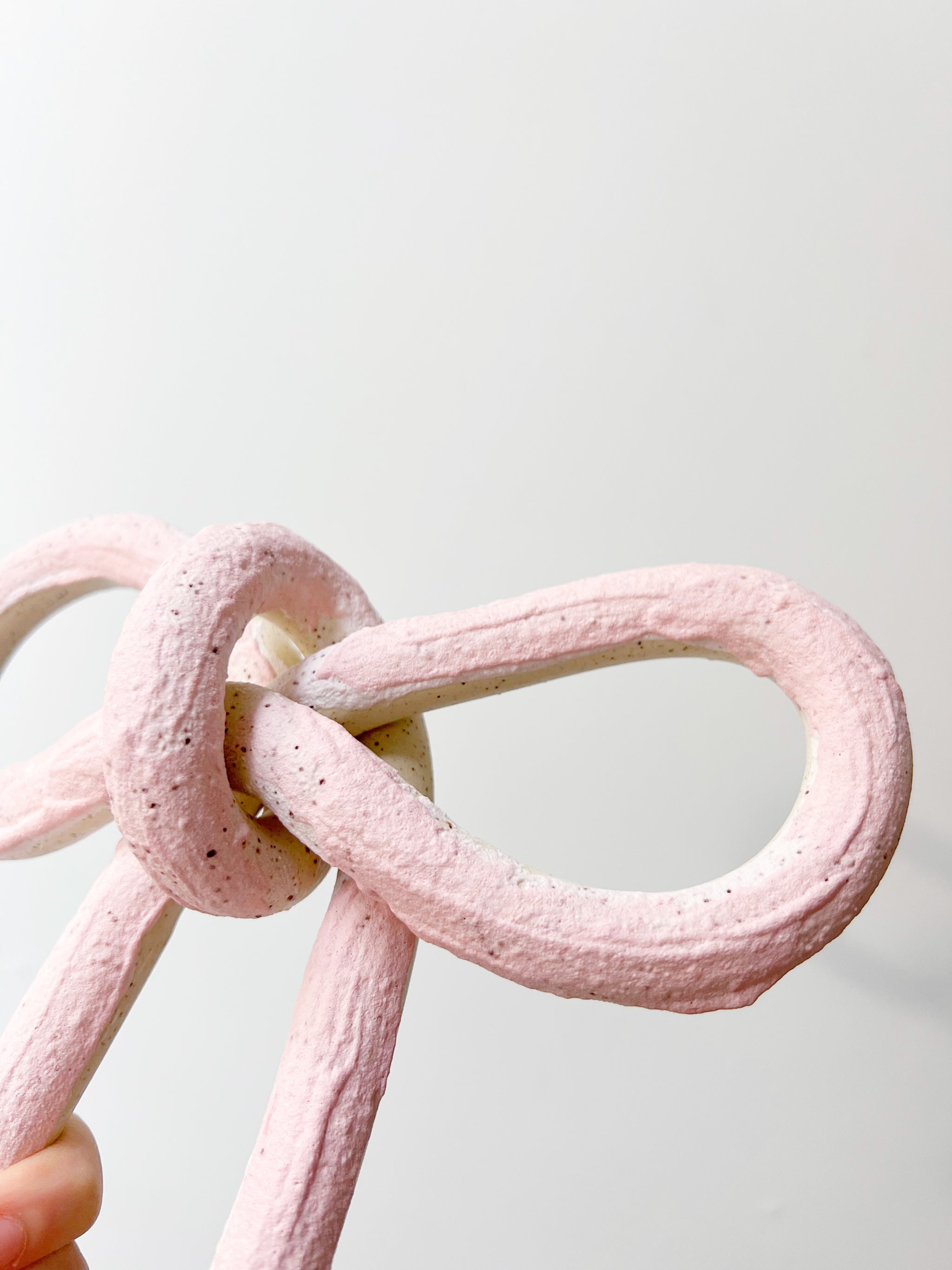 Clay Object 92 - Large Pink Bow Hand built and Hand-painted Ceramics W ...
