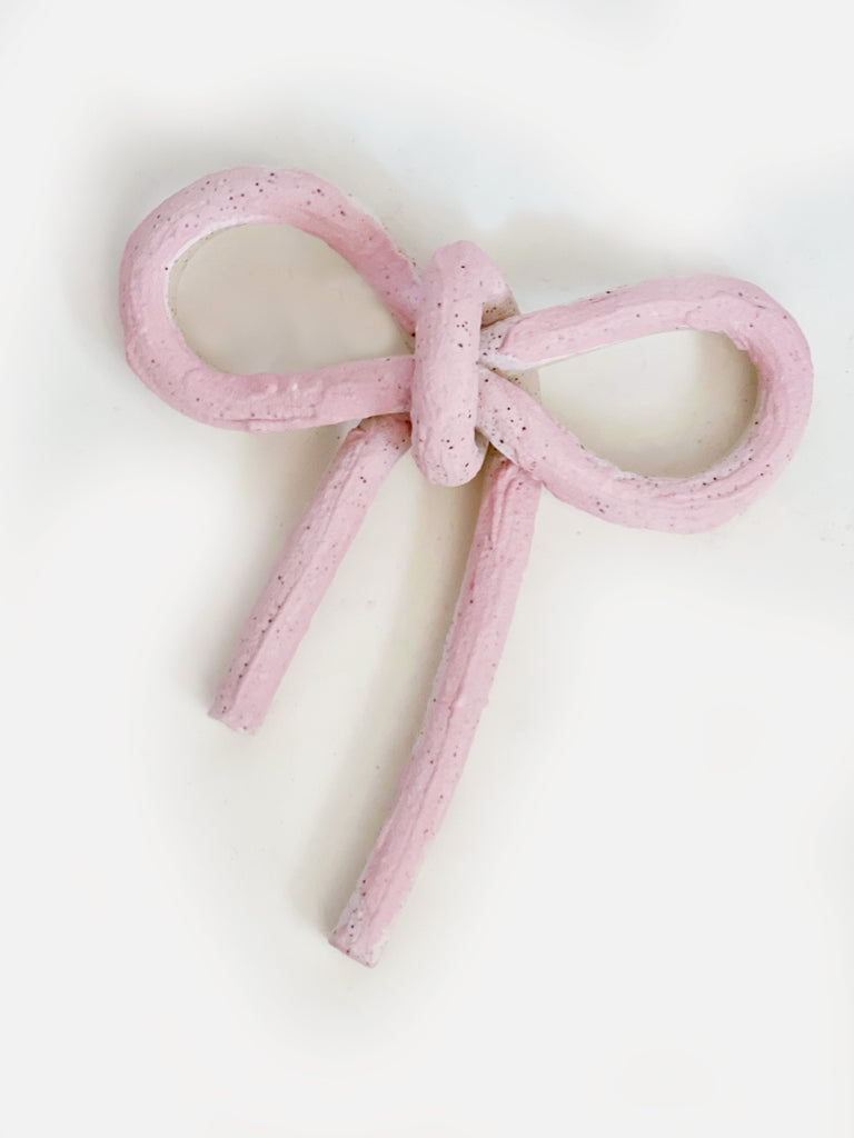 Clay Object 92 - Large Pink Bow Hand built and Hand-painted Ceramics W ...
