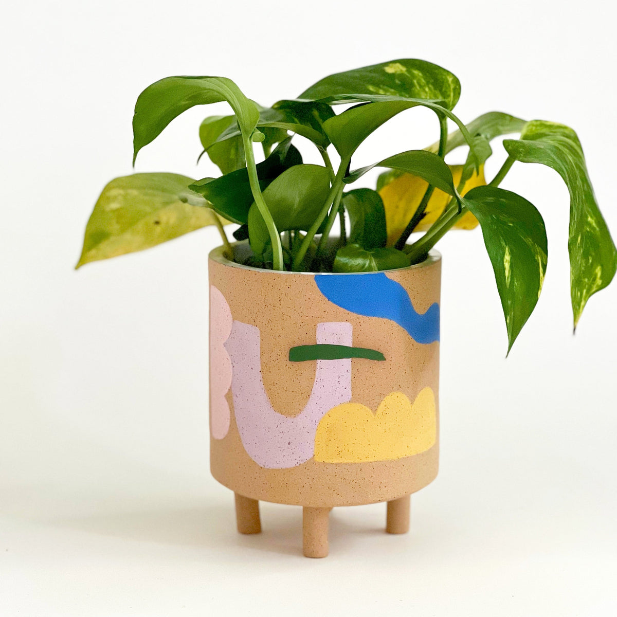 Cutout Nature on Speckles Handmade and Hand-painted Ceramics Planter ...