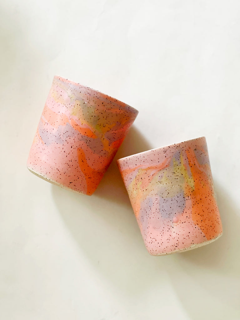 Bright Marbled Sorbet Cup – O-M Ceramic