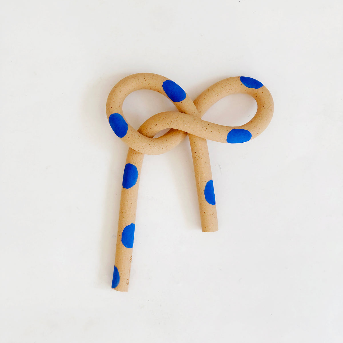 Clay Object 37 - Blue Polka Dots Speckled Bow – O-M Ceramic