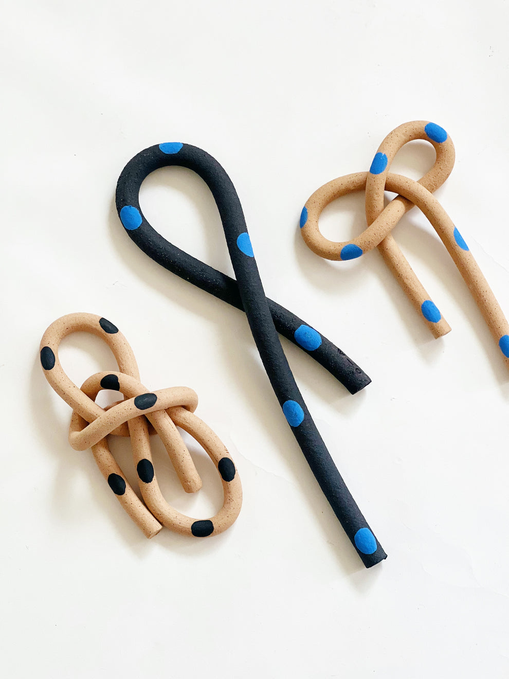 Clay Object 85- Dots on Loop (Dark Brown) – O-M Ceramic